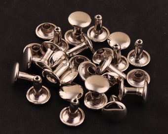 100 Sets 10mm Head X 8mm Post Rivet Round Cap Double Headed Nickel ...