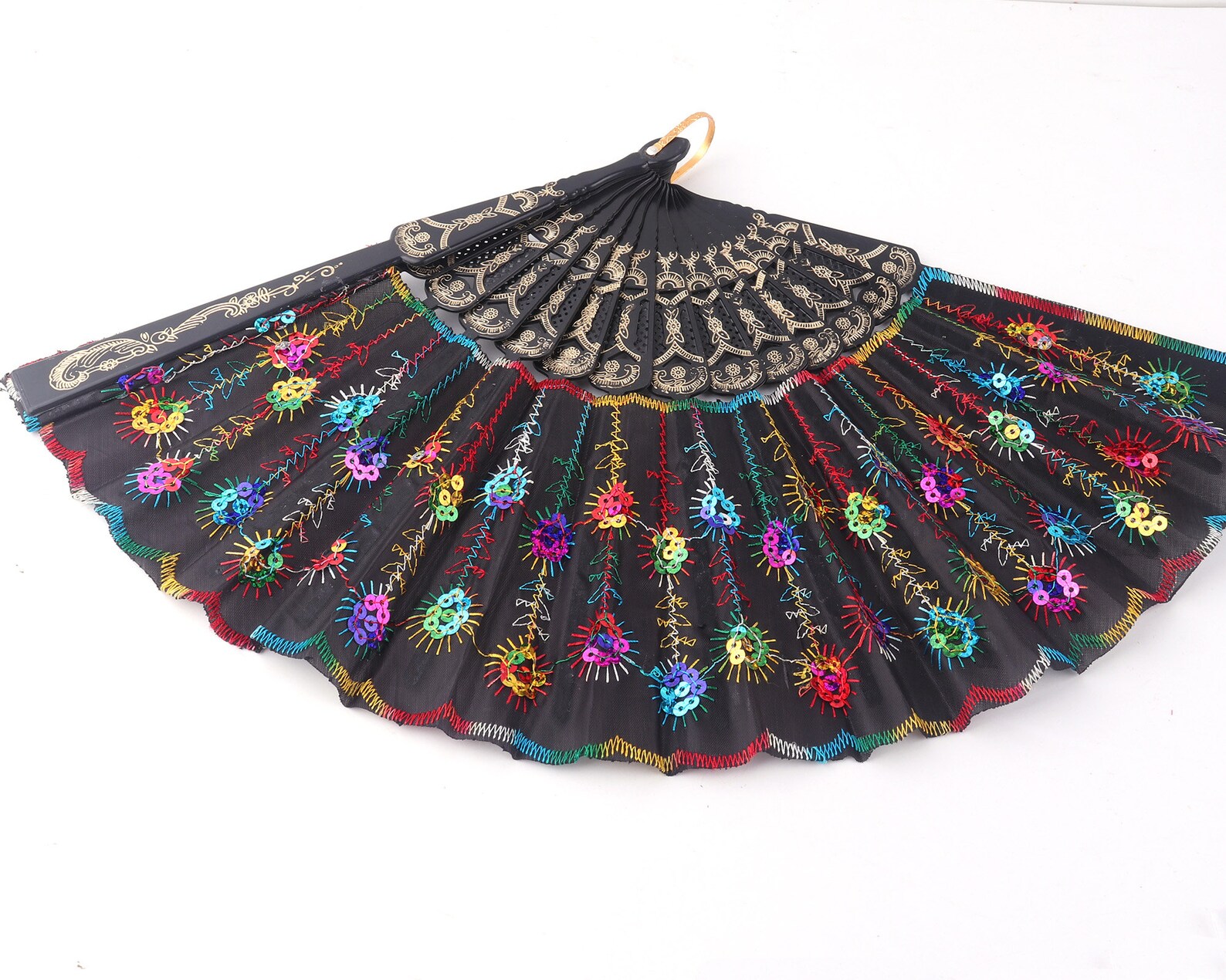 Black Flower Hand FansHand Fan FavorsChinese Folding | Etsy