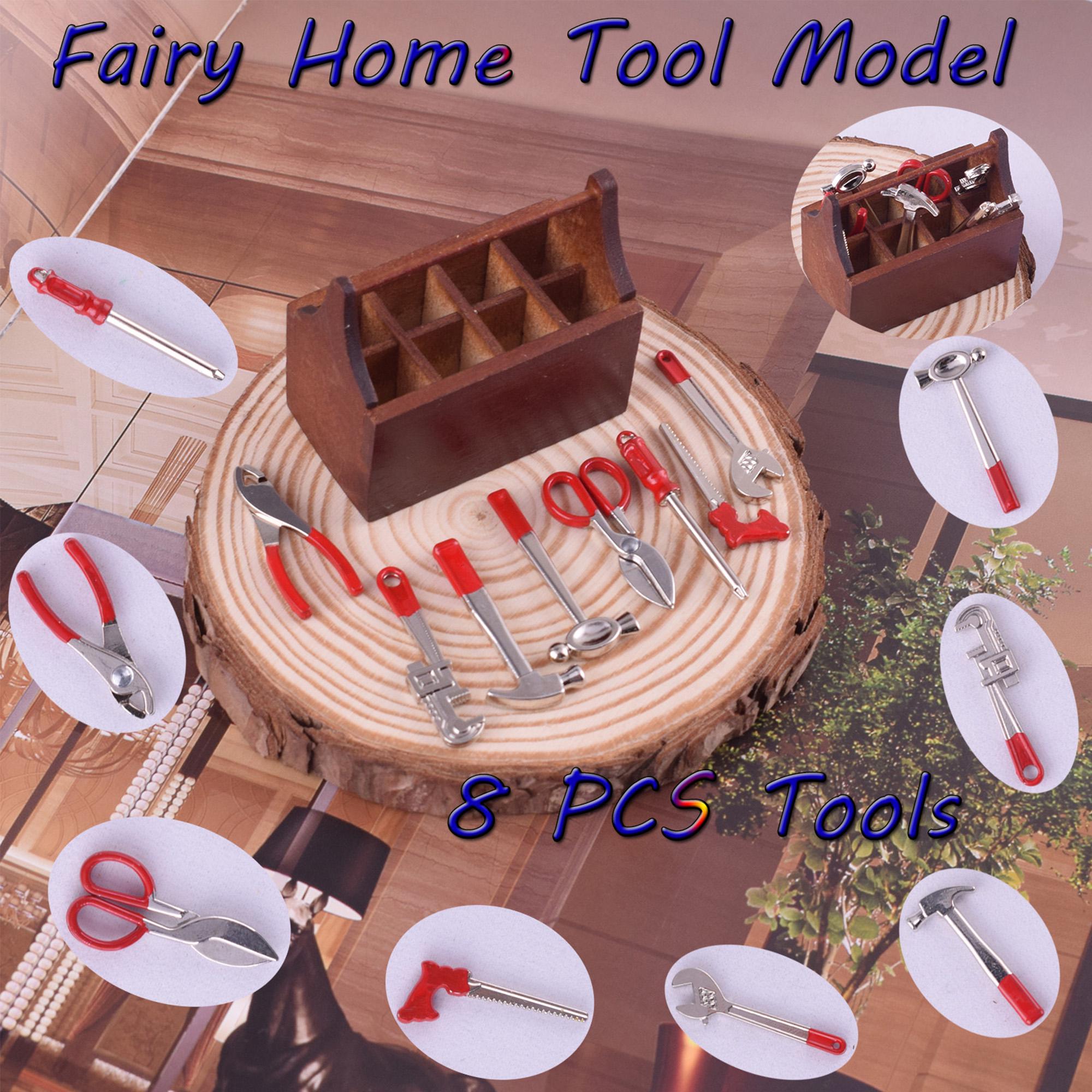 Dollhouse Miniature Tool Box and Tools Mini Toolbox Set of 8pcs Tools ...