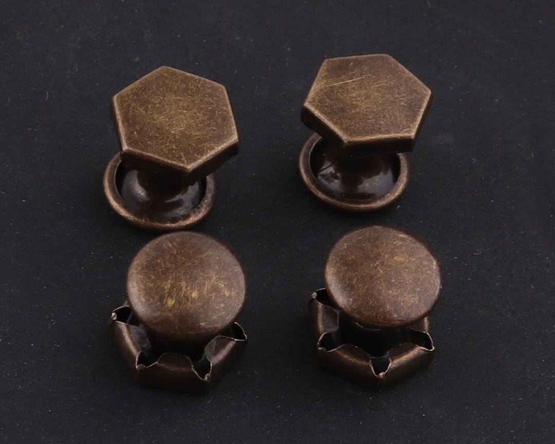 Hexagon Double Cap Studs Rivet Bronze 8*9mm,press Stud,metal Studs ...