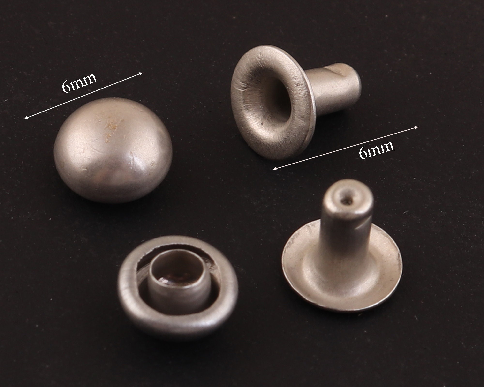 Matte Silver Double Caped Rivet 100 Sets 6mm Mini Rivets Metal Button ...