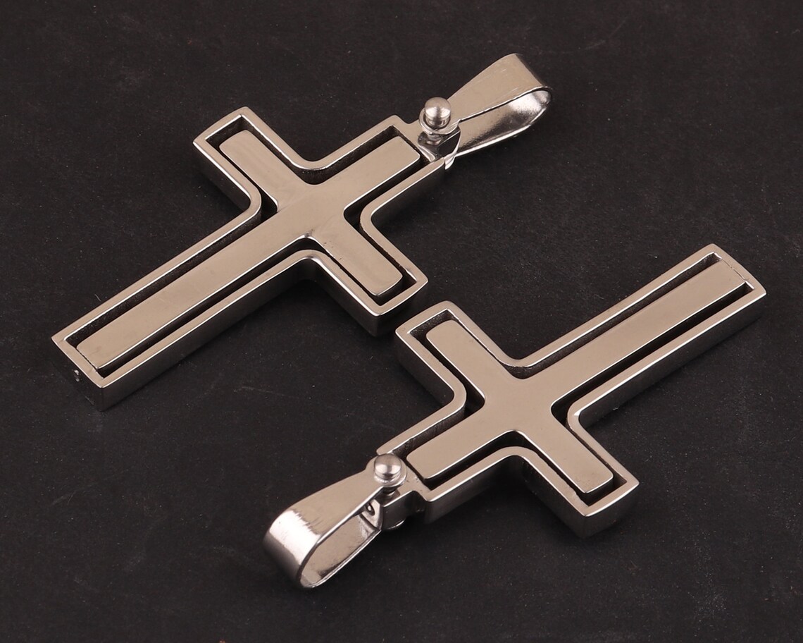 7 Mm Stainless Steel Cross Charmslarge Stainless Steel Cross - Etsy