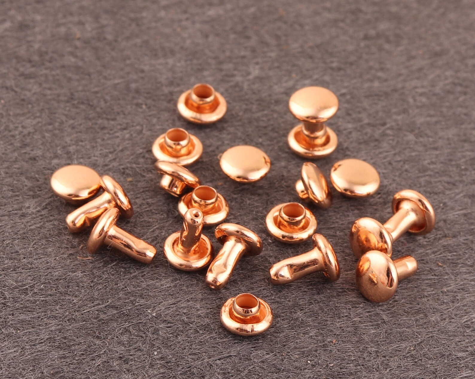 100sets 5*6mm Long Post Double Cap Rivets,pale Rose Gold Metal Rivets ...