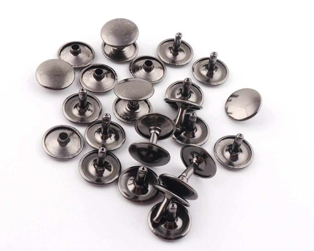 Round Metal Flat Rivets,gunmetal Double Cap Rivets 15mm Stud Rapid ...