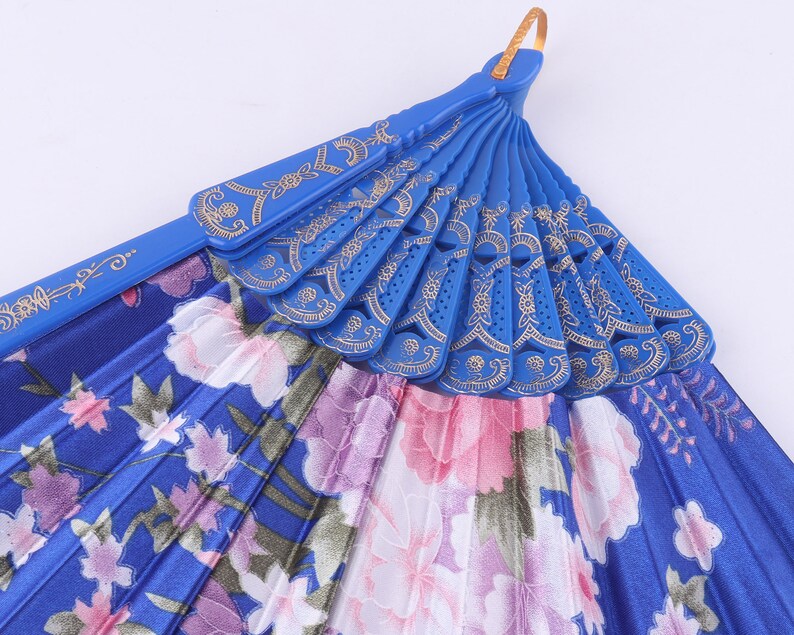 Blue Hand Fanswedding Fans Party Favor Floral Flower Fans - Etsy