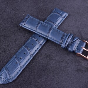 Dark Blue Strap Handcrafted Leather Watch Strap 22 Mm Natural Leather ...