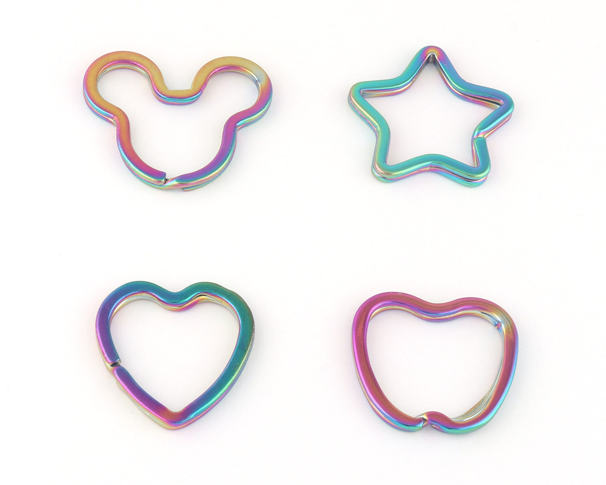 Rainbow Metal Mouse Flat Jump Ring Double Split Key Rings,jewelry Charm ...