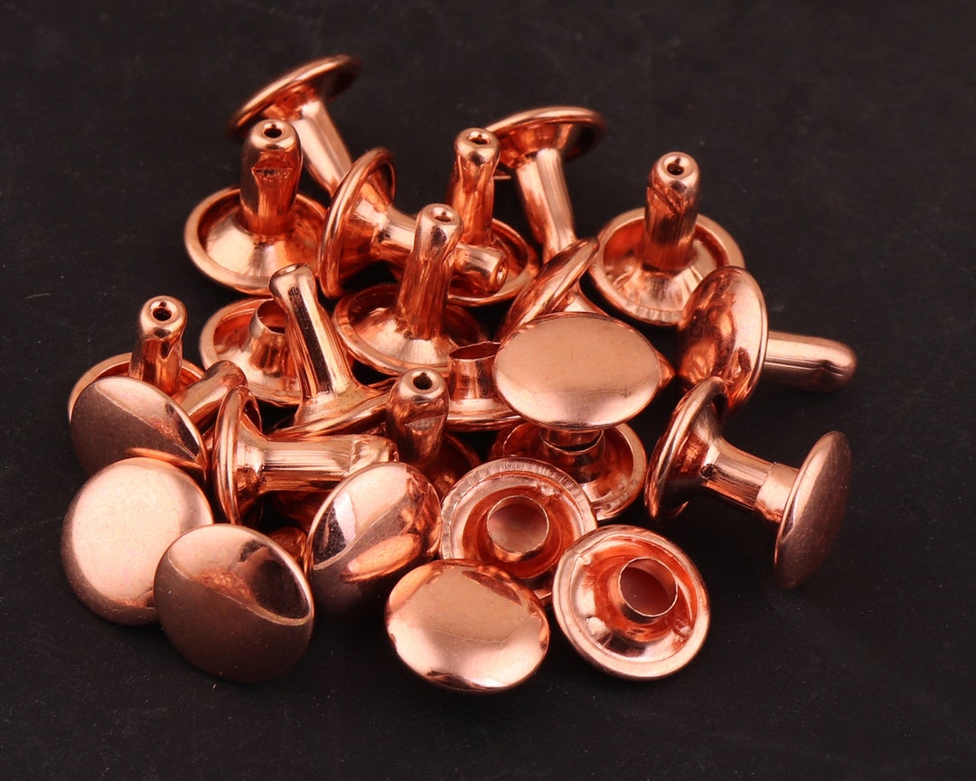 50 Sets Rose Gold Long Post Double Cap Rivets 9*10 Mm Copper Rivets ...
