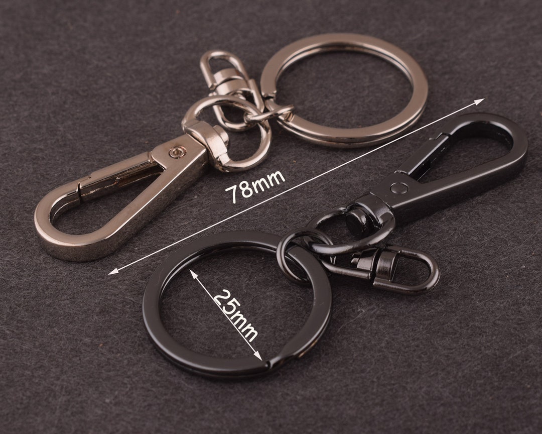 Silver and Gunmetal Large Key Chain Key Ring With Lobster Swivel Clasps ...