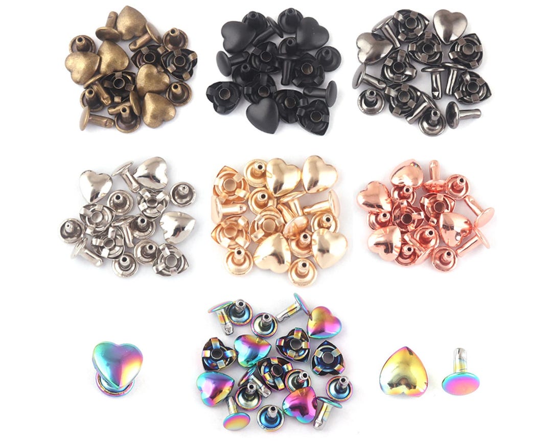 10mm Rainbow Heart-shaped Rivets Double Capped Rivets Bag Making ...