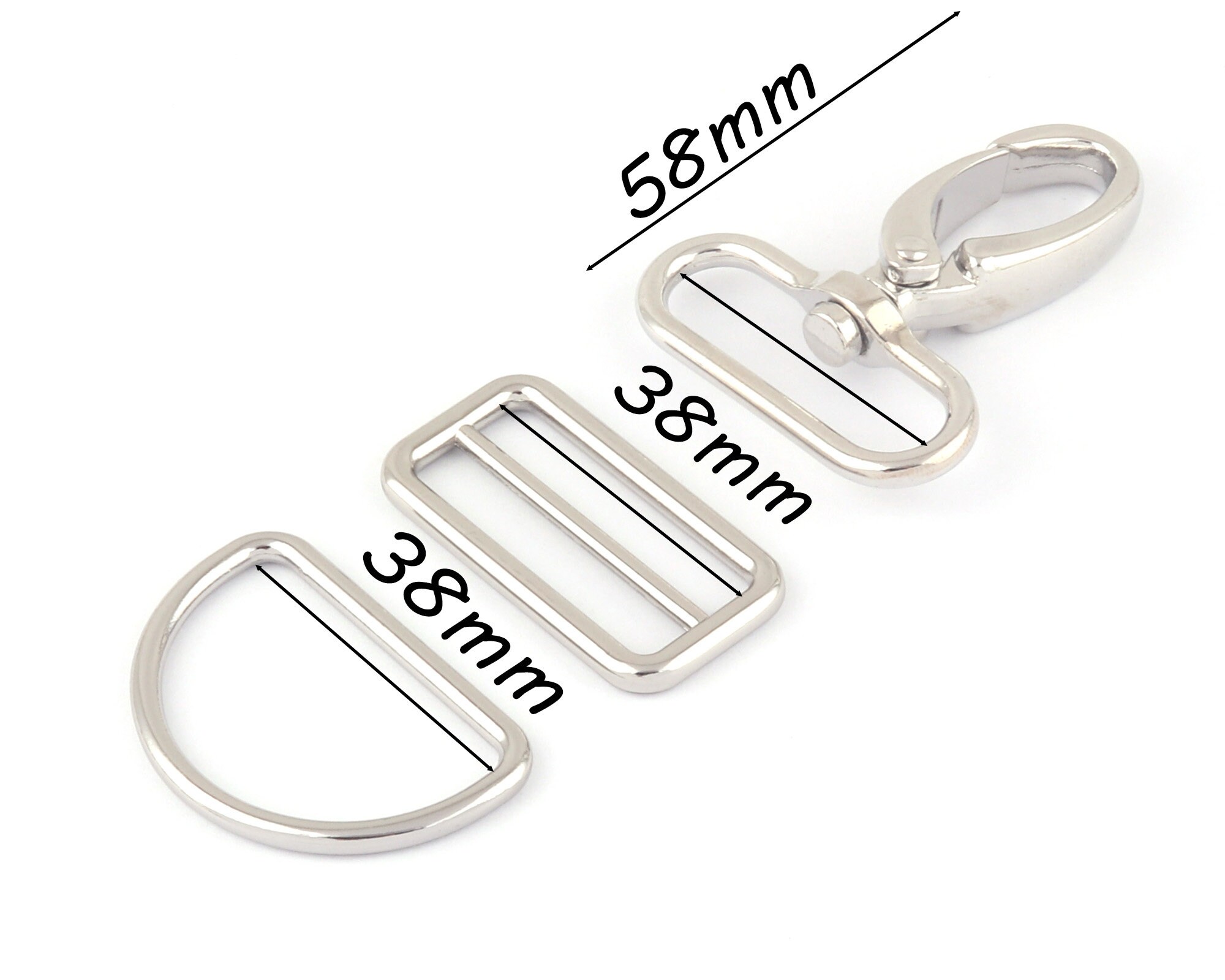 38mm Silver Metal Swivel Claw Clasps,d Ring Belt Strap Slide Buckle Dog ...