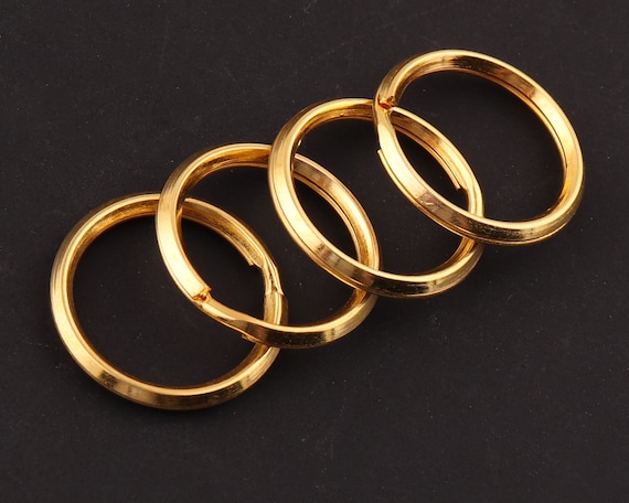 20pcs 20 mm gold key rings Round Flat Split Key ring Key chain | Etsy