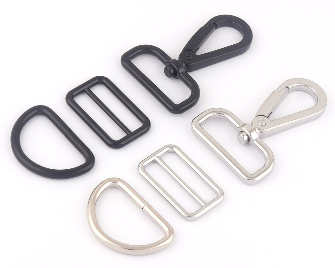 32mm Silver/black Metal Swivel Clasp Claw With Slide Buckle,d Ring Dog ...