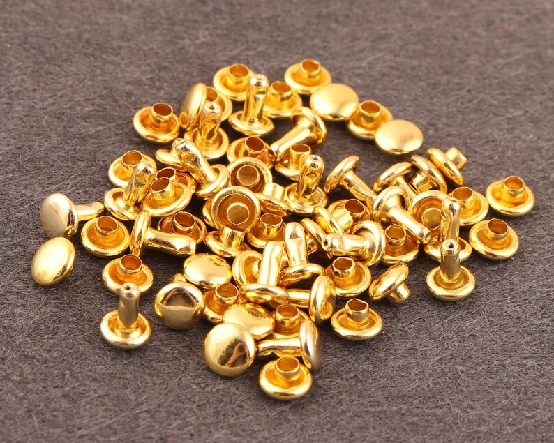 Gold Double Caped Rivets 100 Sets 5 Mm Mini Rivets Metal - Etsy