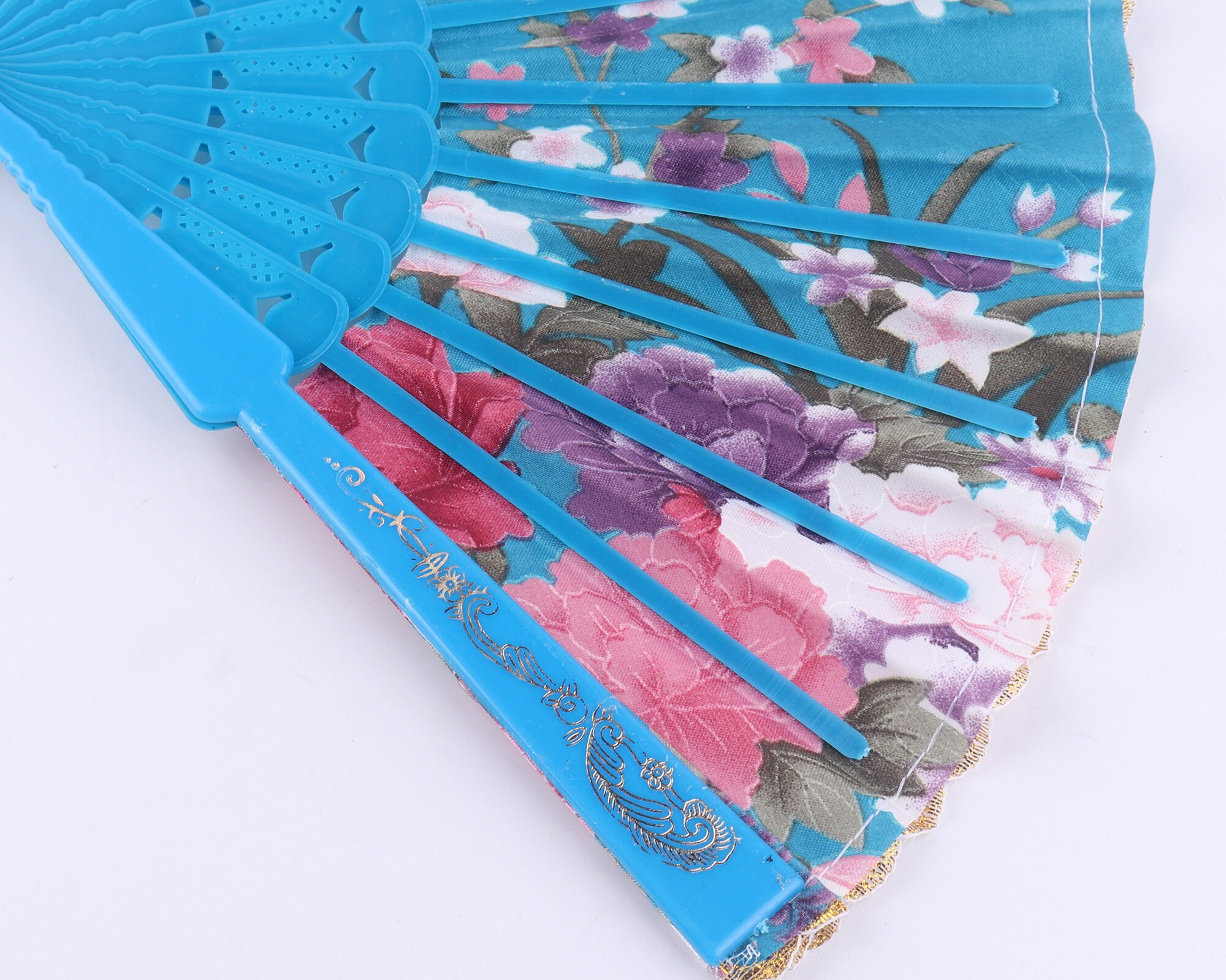 Blue Hand Fanssilk Fans Party Favor Floral Flower Fans - Etsy