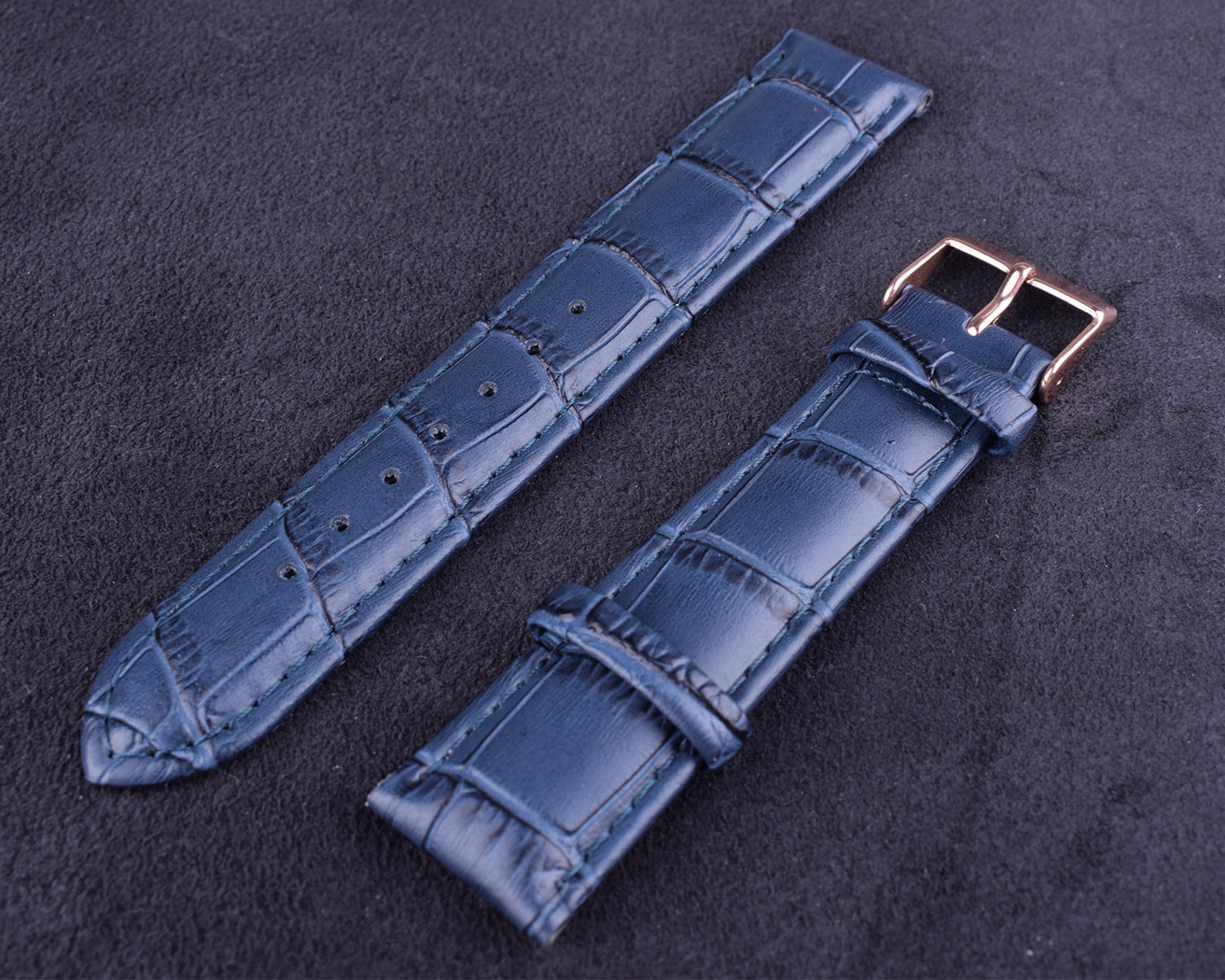Dark Blue Strap Handcrafted Leather Watch Strap 22 Mm Natural - Etsy