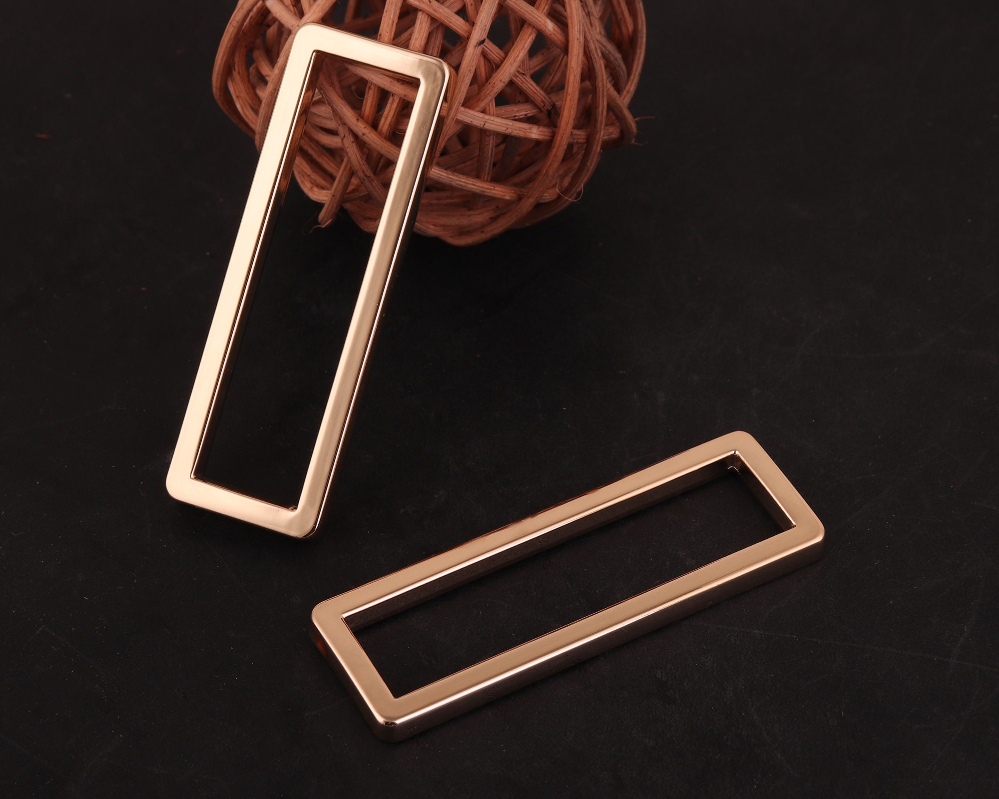 2 Inch (50mm）light Gold Rectangle Rings Metal Rectangle Ring Belt ...