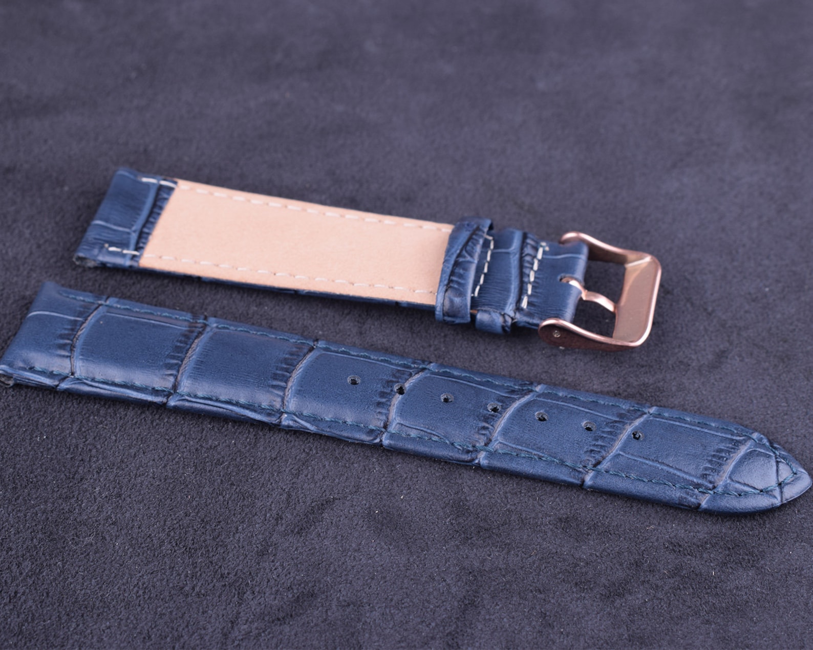 Dark Blue Strap Handcrafted Leather Watch Strap 22 Mm Natural - Etsy
