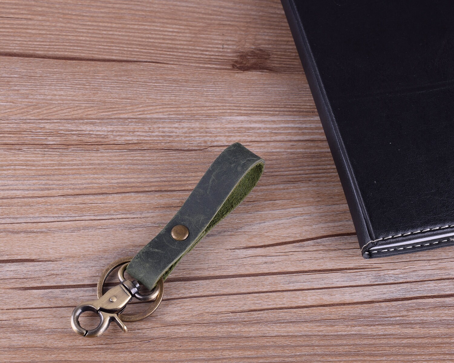 Green Leather Key Chain,men's Leather Key Fob/leather Key Holder ...