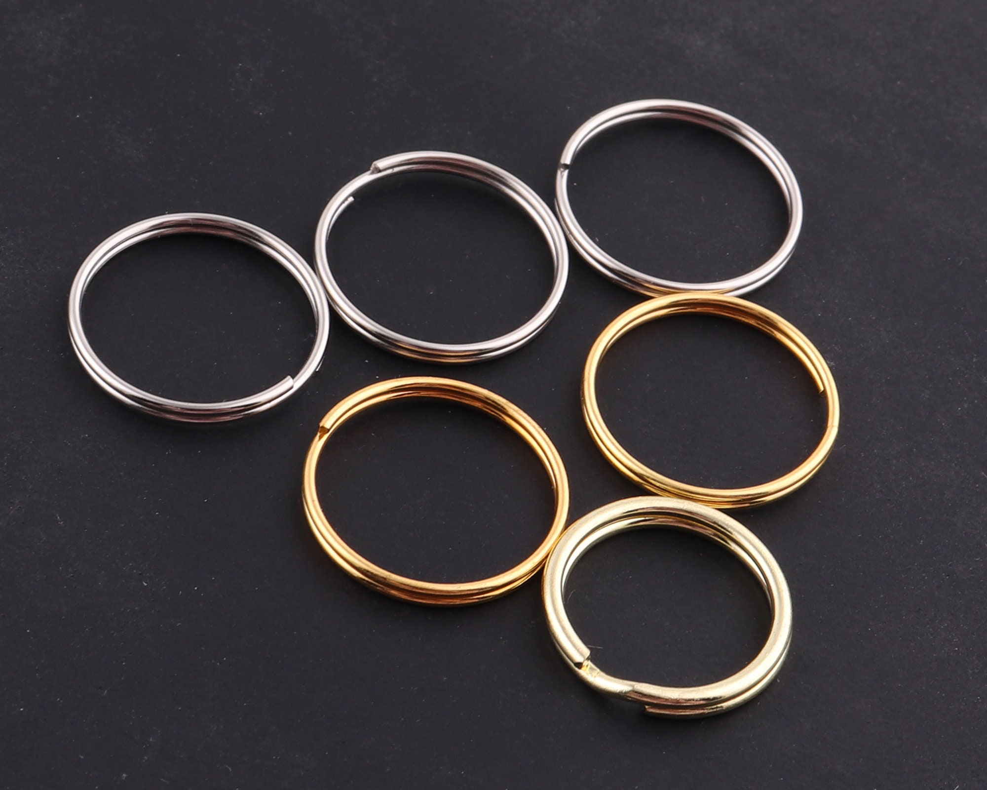 Silvergold and Light Gold Split Rings Key Ringflat Keychain - Etsy
