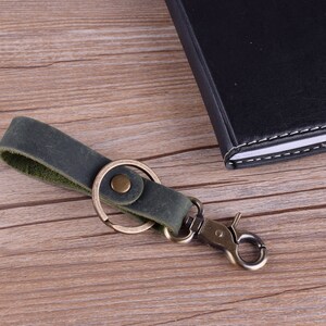 Green Leather Key Chain,men's Leather Key Fob/leather Key Holder ...