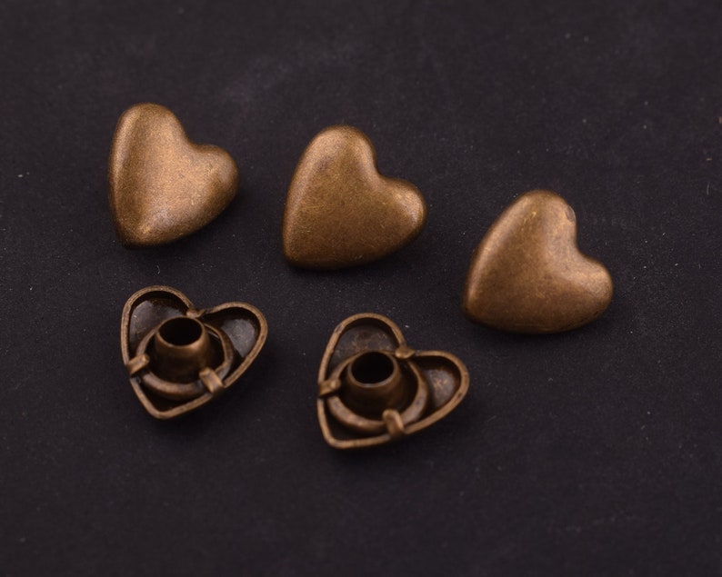 50 Pcs Bronze/silver Rivets 88 Mm Heart-shape Rivet Metal - Etsy