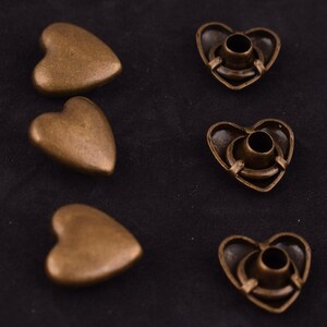 50 Pcs Bronze Rivets 8*8 Mm Heart-shape Rivet Metal Button Double ...