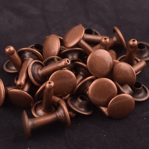 100 Sets 9*14 Mm Studs Rivets Antique Copper Rivets Metal Button Double ...