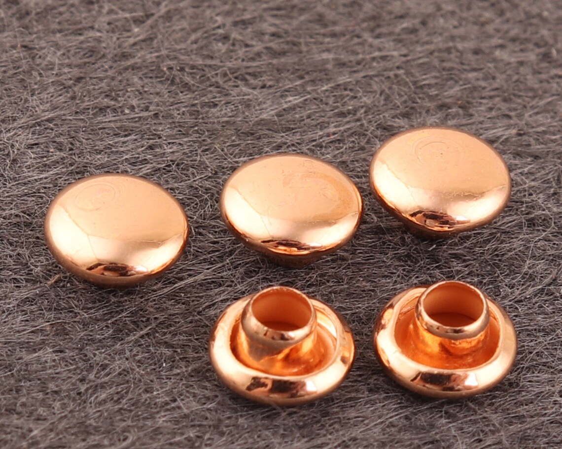 100sets 5*6mm Long Post Double Cap Rivets,pale Rose Gold Metal Rivets ...
