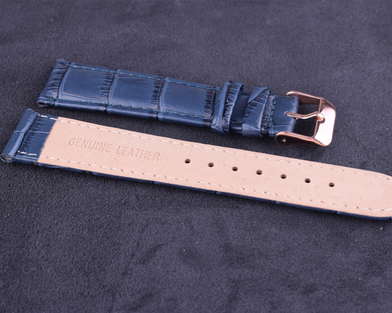 Dark Blue Strap Handcrafted Leather Watch Strap 22 Mm Natural - Etsy