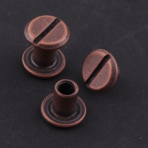 Antique Copper Screw Rivets 99 Mm Metal Button Screw Back - Etsy