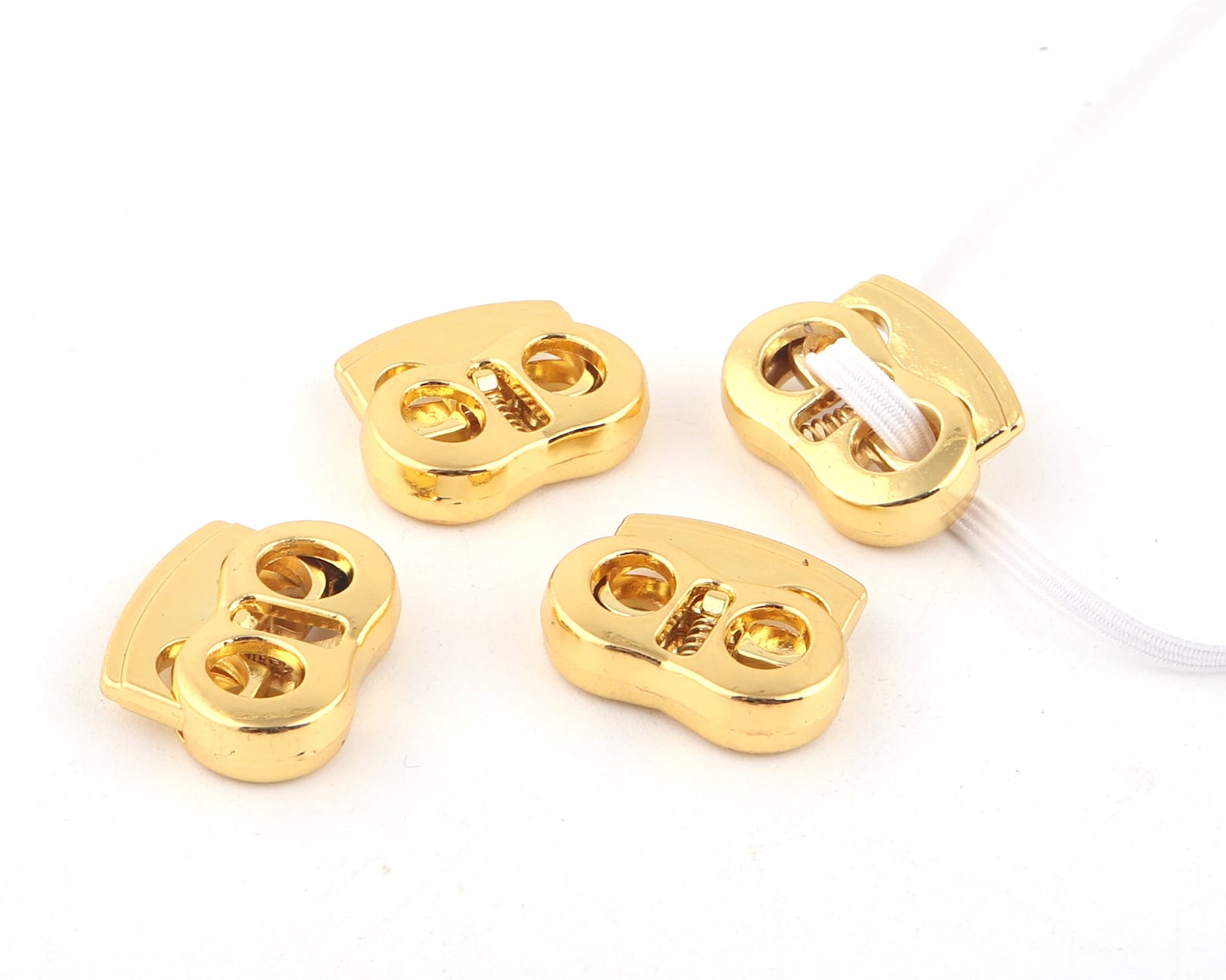4mm Gold and Gunmetal Alloy Cord Lock Adjuster Elastic Adjuster Mask ...