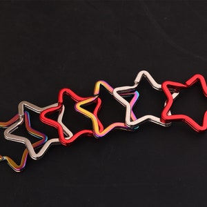 35 Mm Star Shaped Rainbow/red/silver Key Rings,solid Steel/heart Shape ...