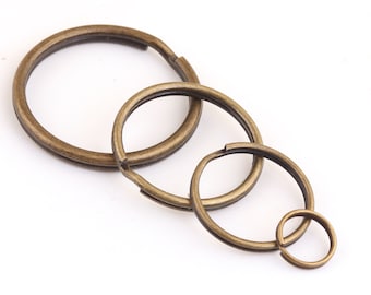 10 PCS Flat Split Key Ringsolid Brassbrass Connectors Copper Split Ring ...