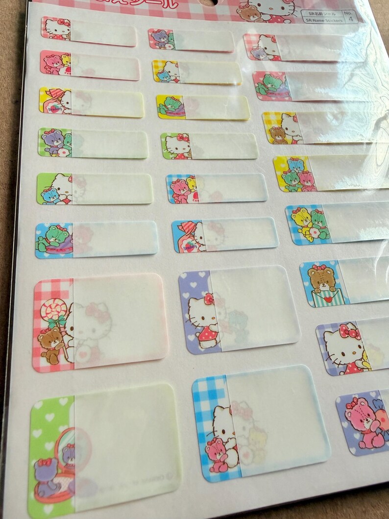 Vintage Sanrio Hello Kitty Name Index Label Sticker Sheet Water ...