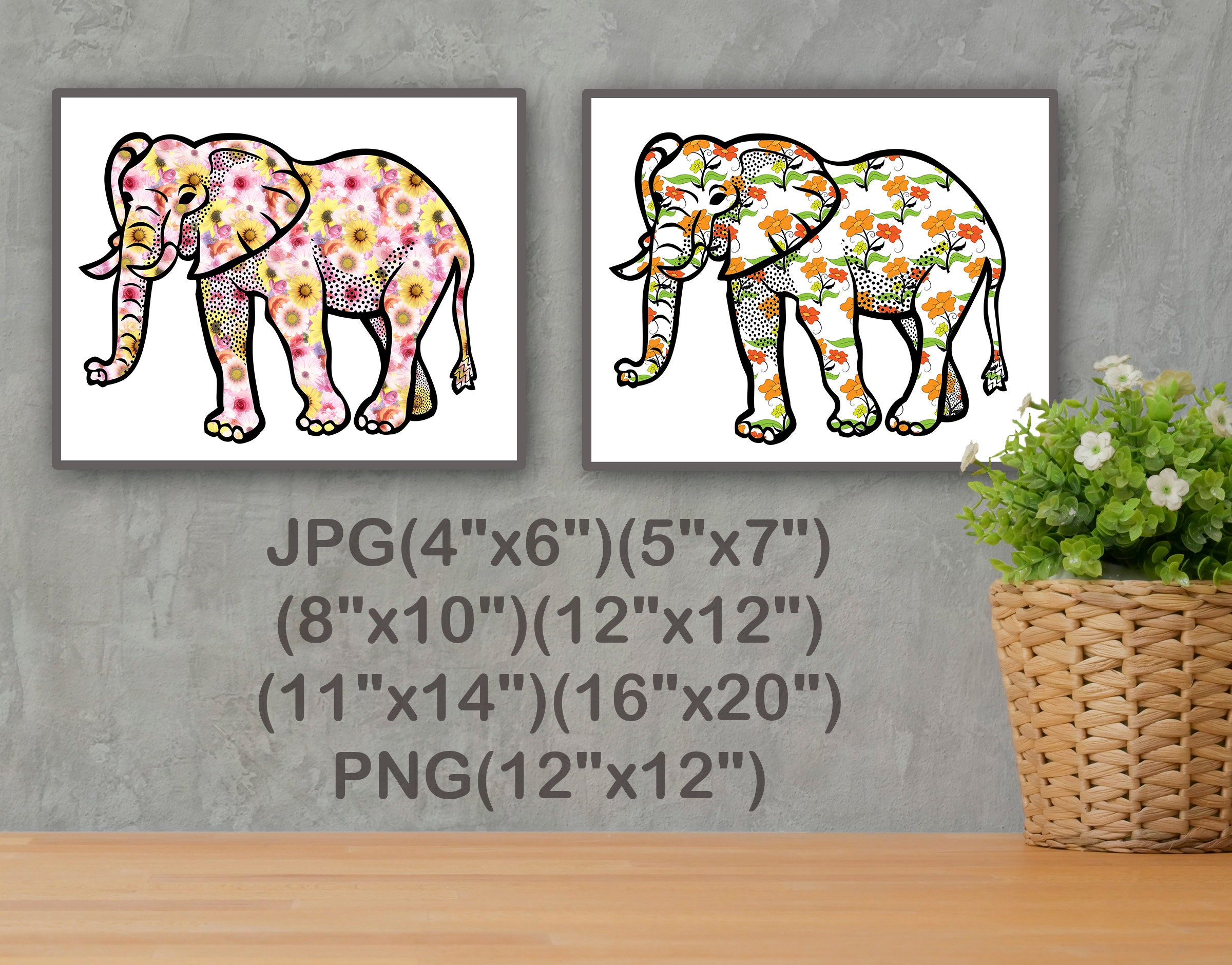 10 Elephant Digital Print, Digital Background Papers, Wall Art Print ...