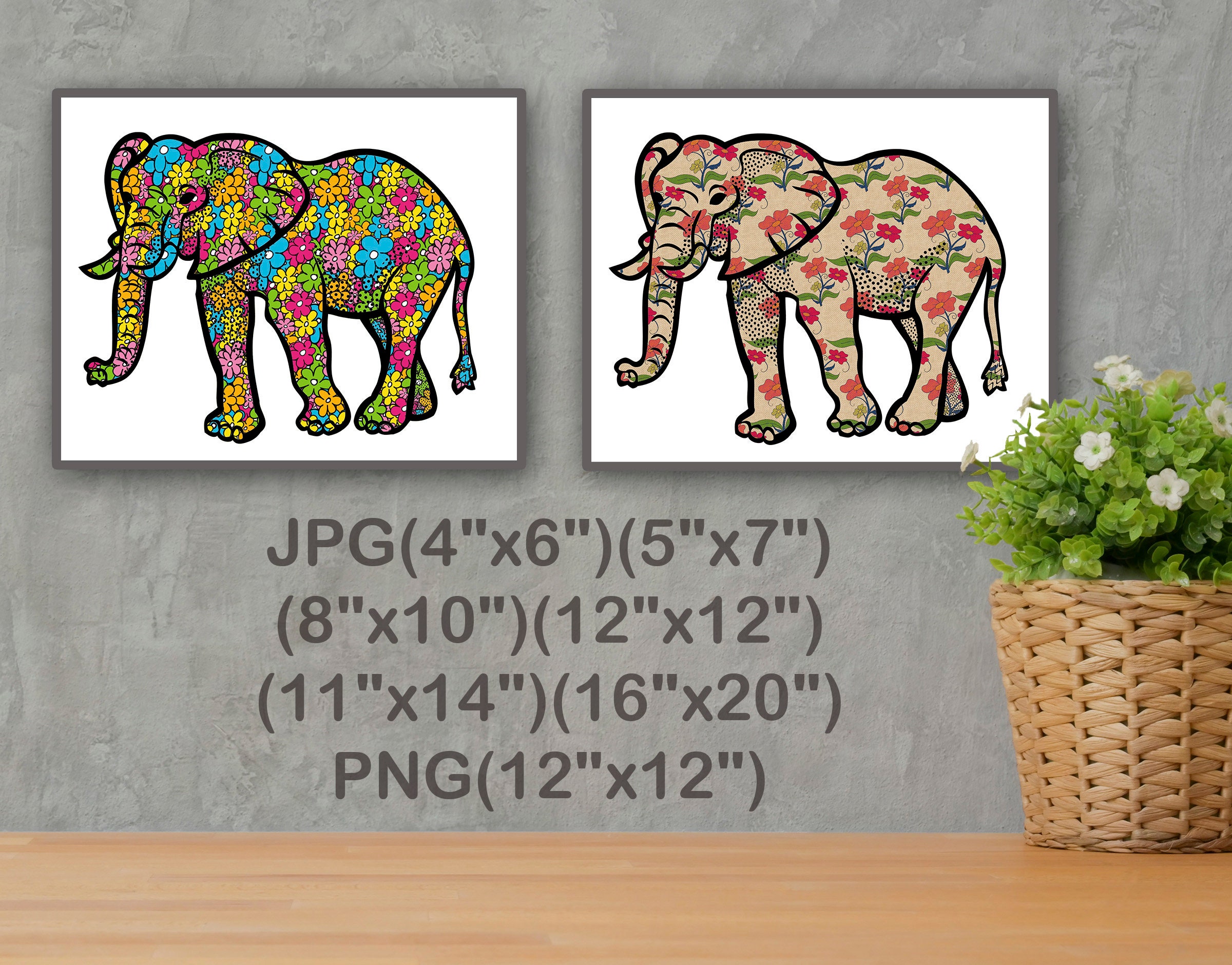 10 Elephant Digital Print, Digital Background Papers, Wall Art Print ...