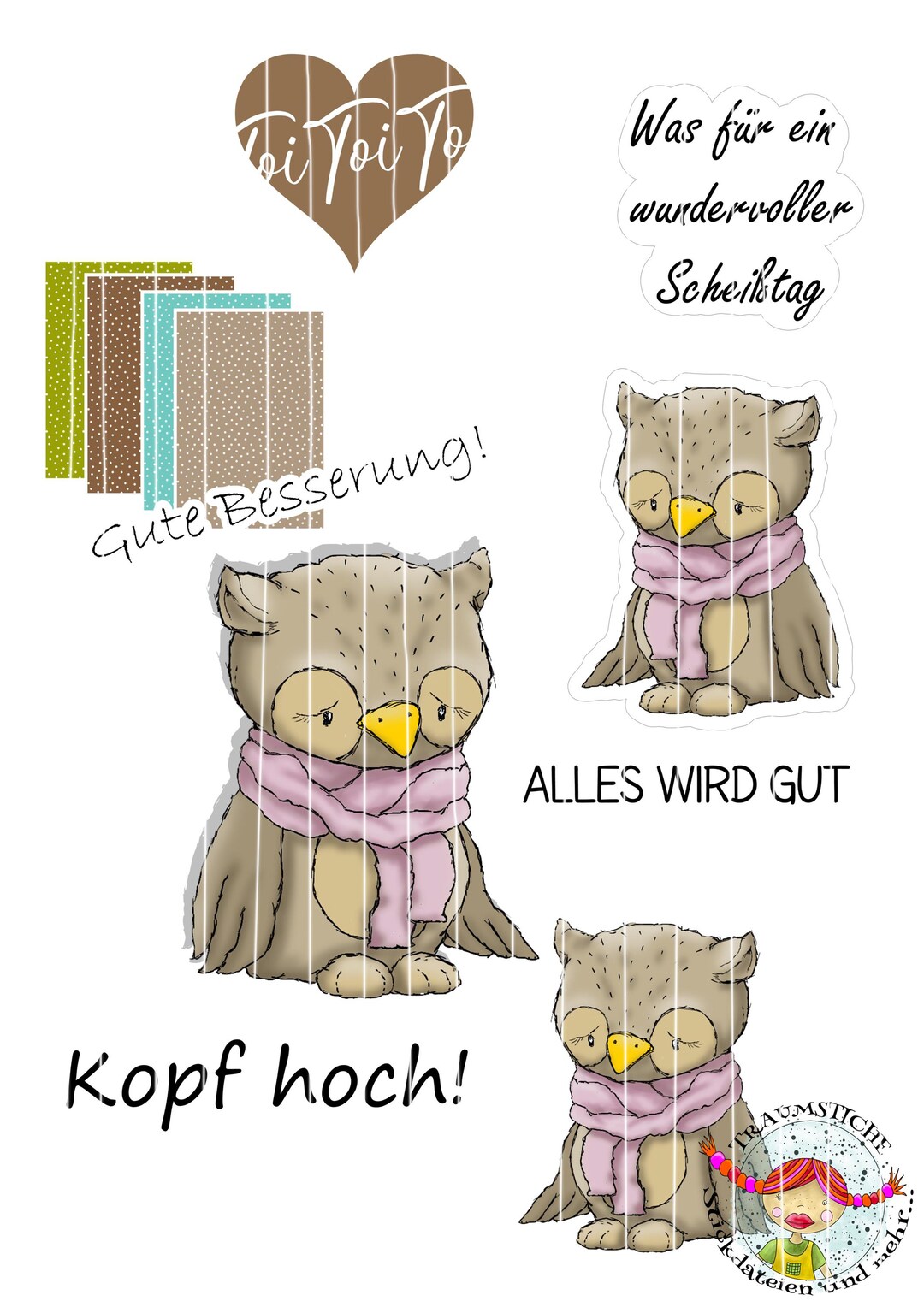 Digistamp Set / Owl / Digital Stamp for Printing - Plotter File ...
