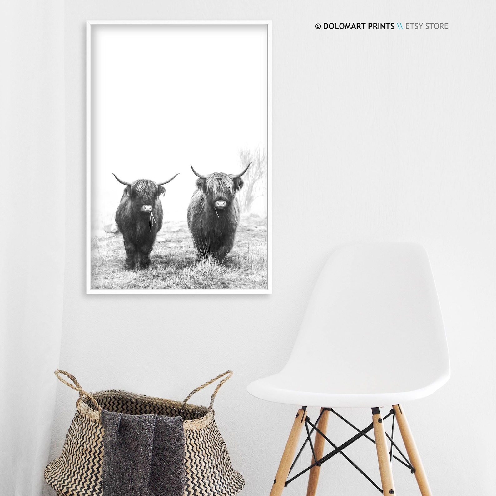 Highland Cow Print Farm Animal Wall Art Cow Poster Rustic | Etsy