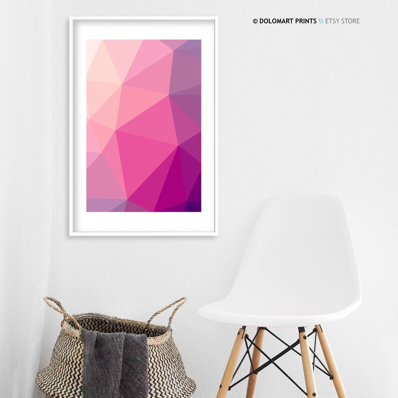 Geometric Print Pink Wall Art Scandinavian Abstract Print - Etsy