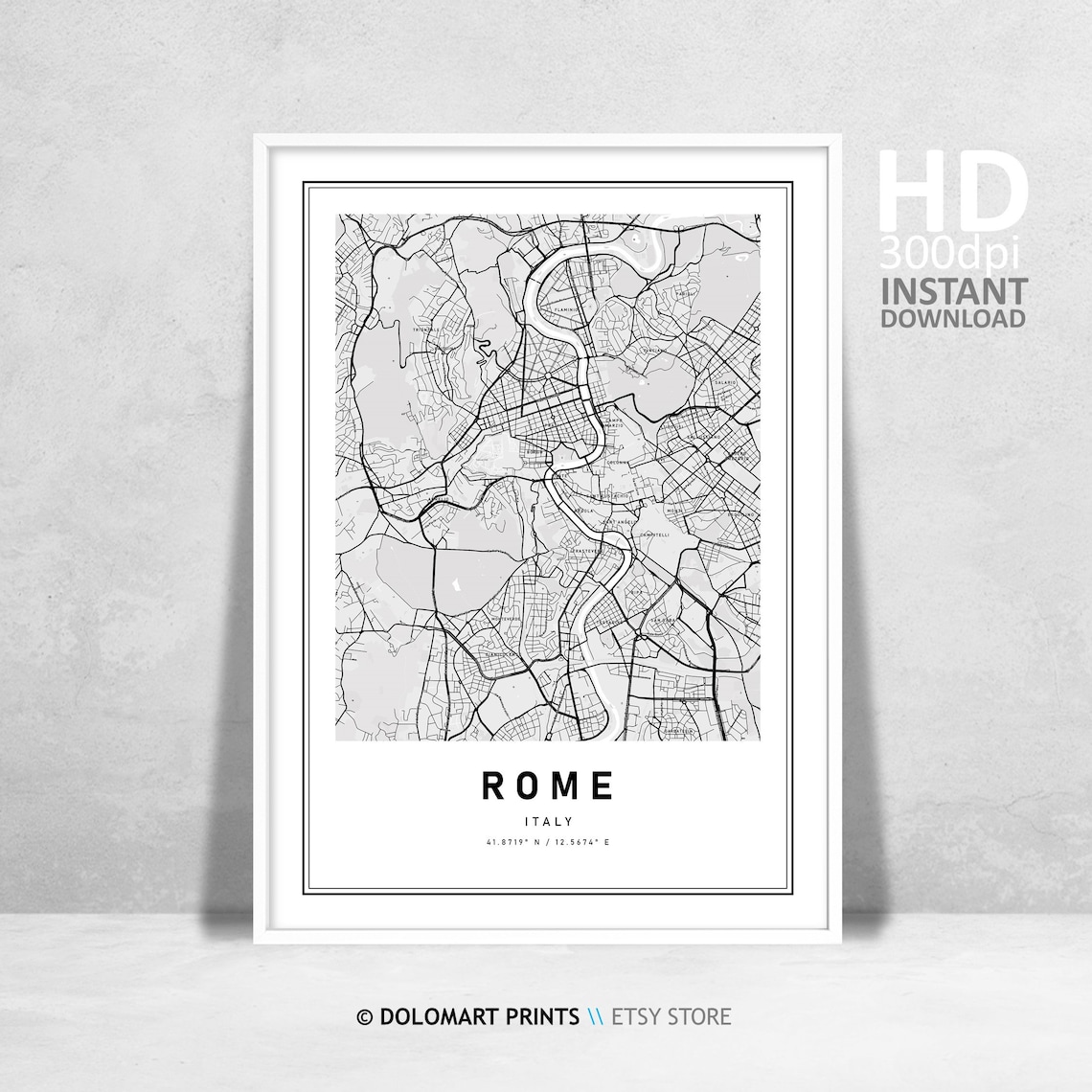 Rome Italy Printable Maps Map of Rome High Resolution | Etsy Canada