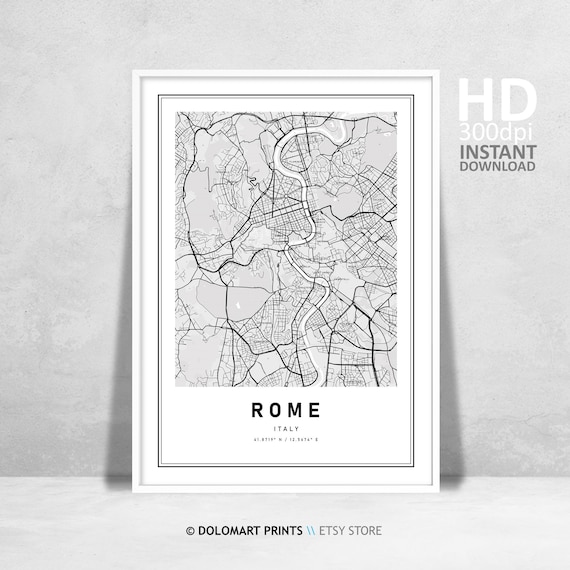 Rome Italy Printable Maps Map of Rome High Resolution - Etsy