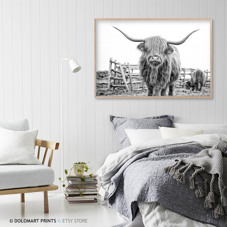 Highland Cow Print Farm Animal Wall Art Digital Download | Etsy
