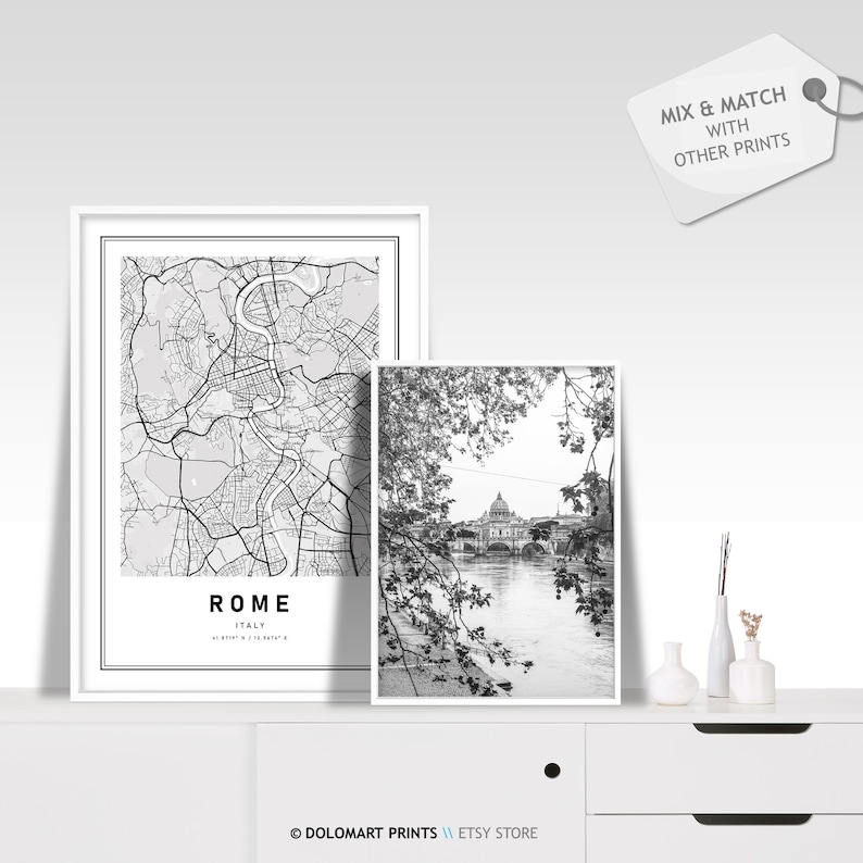 Rome Italy Printable Maps Map of Rome High Resolution - Etsy