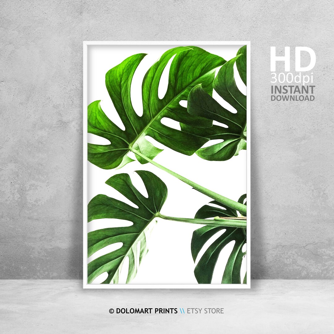 Monstera Leaaves Print, Green Leaf Printable Art, Monstera Room Decor ...