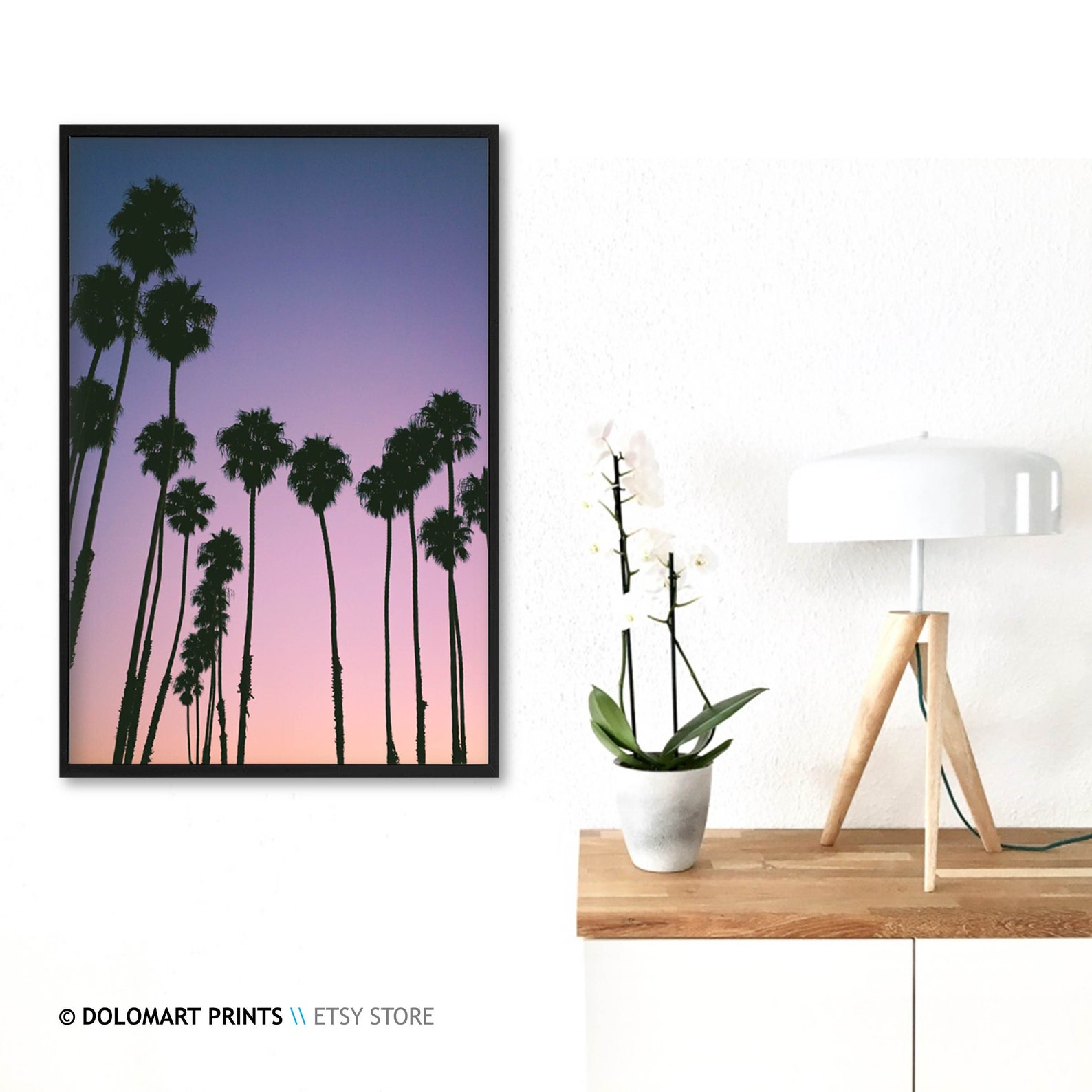 Palm Tree Print Tropical Wall Art Decor Sunset Palm Tree | Etsy