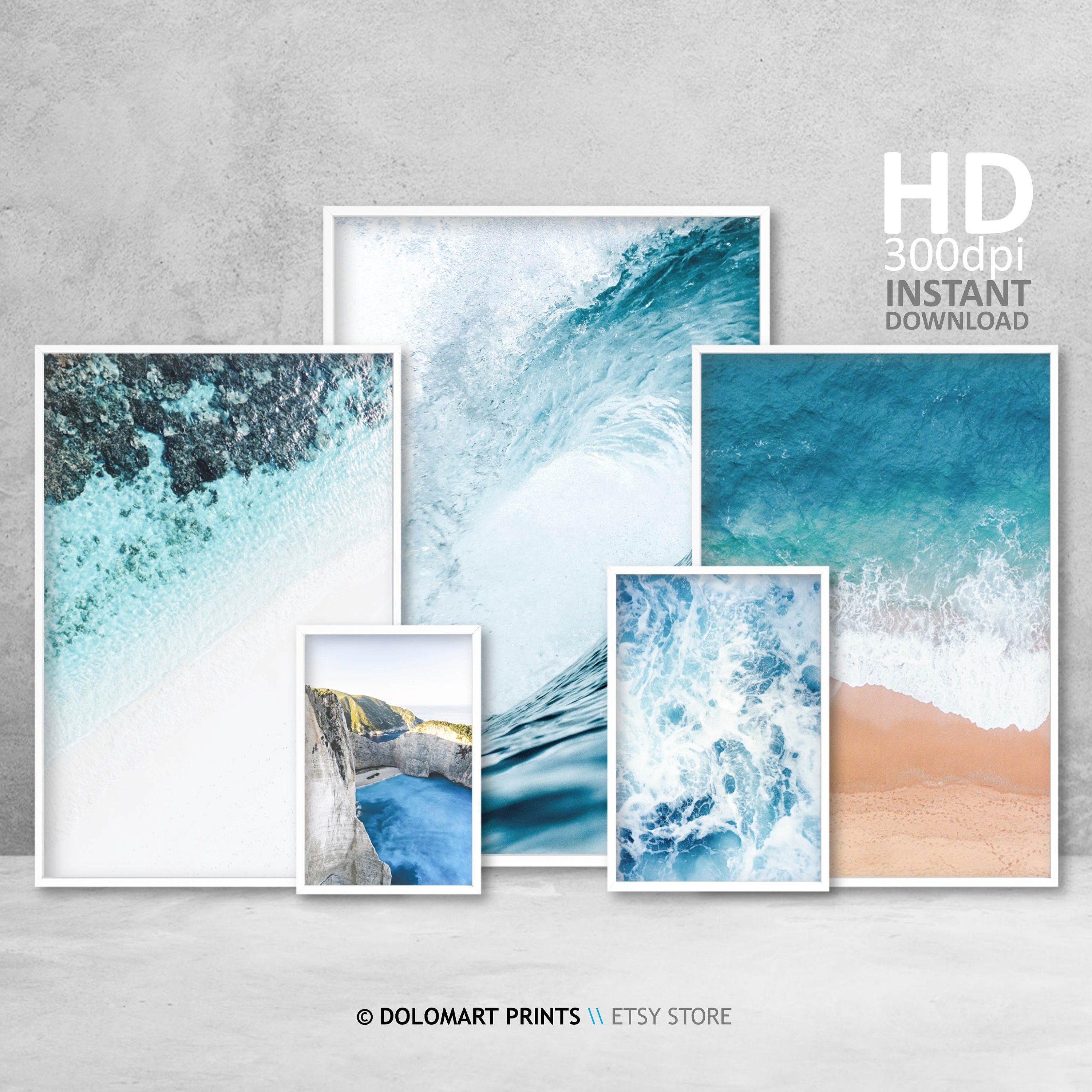 Beach Printables Poster Set, Teal Poster Set, Gallery Wall Art Bundle ...
