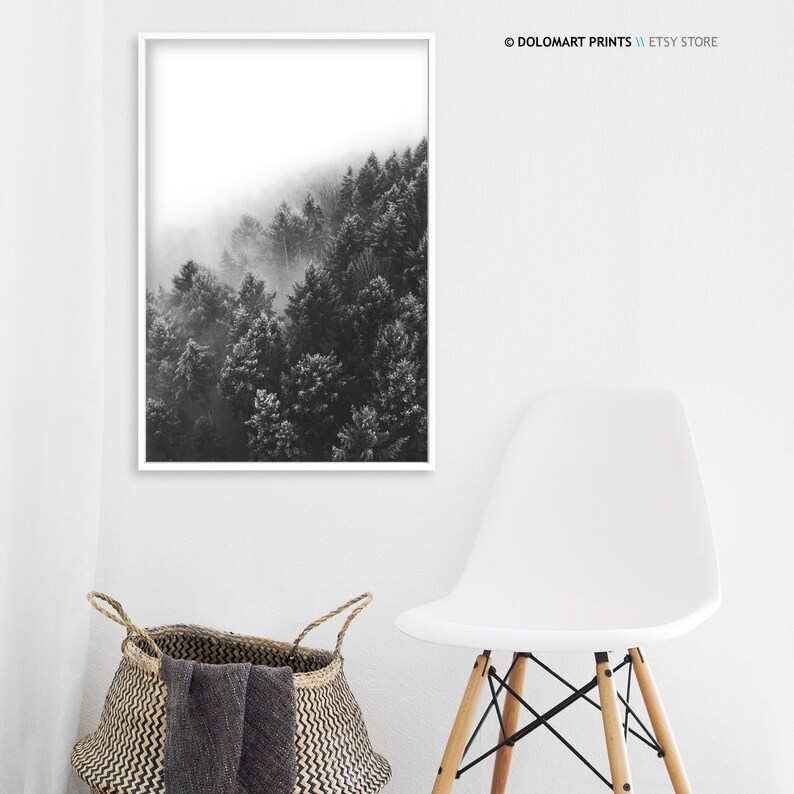 Printable Forest Art Fog Forest Mountains Foggy Nature | Etsy