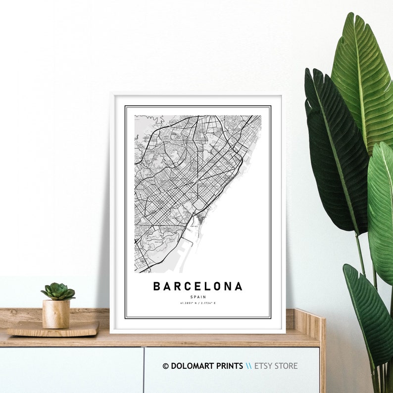 Barcelona Spain Printable Maps Map of Barcelona High - Etsy