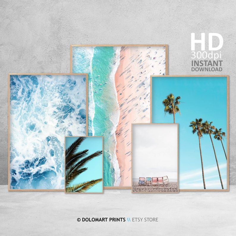 Coastal Printables Set Teal Poster Set Gallery Wall Art - Etsy